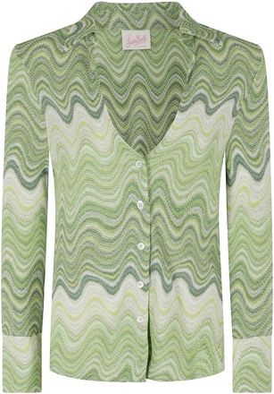 MC2 Saint Barth Femme, Blouses et Chemises, Vert, Taille: 38 FR Long Sleeve Shirt