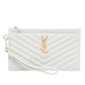 Saint Laurent Pre-owned Gesteppte Leder Clutch - - Pre-owned - Damen - Wei&szlig; - ONE SIZE