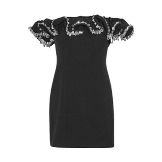 Rotate Rotate Birger Christensen, Femme, Robes, Noir, Taille: 38 FR Crepe Mini Ruffle Dress