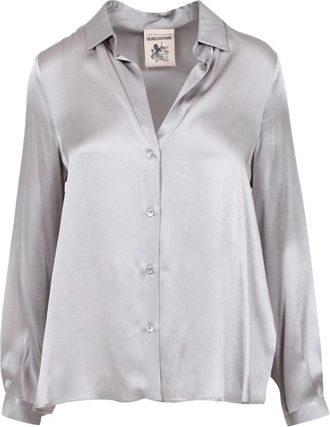 Semicouture Femme, Blouses et Chemises, Gris, Taille: 40 FR Chemise Classique en M&eacute;lange de Soie Grise