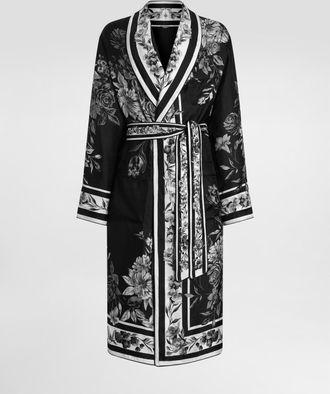 Dolce & Gabbana Flower Bouquet-print Jacquard Twill Robe - Mann Collection Multicolor 48