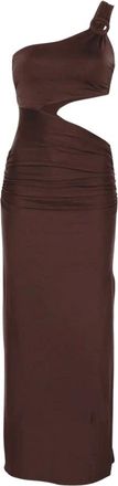 Fisico Femme, Robes, Brun, Taille: 38 FR Robe longue asym&eacute;trique avec d&eacute;tail anneau et d&eacute;coupe