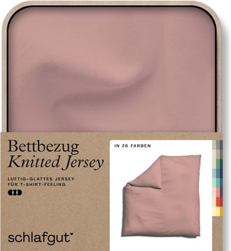 Schlafgut Knitted Jersey Bettw&auml;sche 135x200cm Bettdecke Bezug einzeln, Multicolor Uni, weich und faltenfrei mit Elasthan (Purple Mid, 200x200)