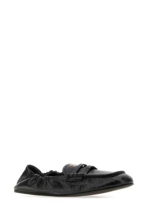 Miu Miu Womens Black Leather Loafers Nero Mocassini