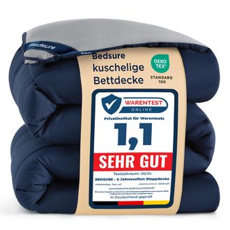 Bedsure Bettdecke 240x220 Ganzjahresdecke Steppdecke - Bettdecke Ohne Bezug 240x220cm 300GSM - 4 Jahreszeiten Bettdecken Wende Blau/Grau, Weiche Warm Duvet Sc