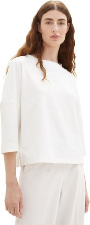 Tom Tailor Damen 1038186 Loose Fit Sweatshirt mit Knöpfen, 10315-Whisper White, XL