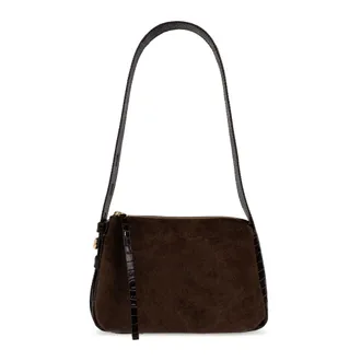 Tory Burch Petit sac bandouli&egrave;re Romy en daim - Femme - Sacs - Brun - Taille: ONE Size