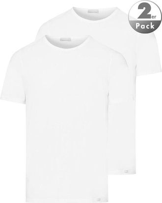 Hanro Herren T-Shirts wei&szlig; Baumwolle unifarben