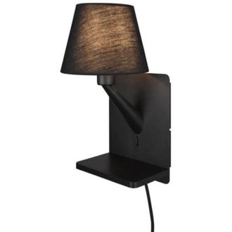 Trio Leuchten Applique Murale Comfort 262670132, M&eacute;tal Noir Mat, Abat-Jour Blanc, Champ De Charge Inductif, Prise De Charge Usb