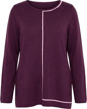 Ulla Popken Strickpullover Pullover Zierlinien Rundhals Langarm