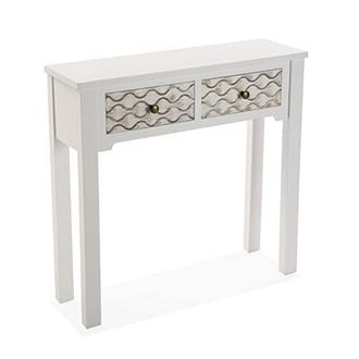 VERSA Safira Meuble dEntrée Étroit pour Entrée ou Couloir, Table Console, avec 2 tiroirs, Dimensions (H x l x L) 79 x 25 x 80 cm, Bois, Couleur: Blanc et Ma
