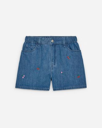 Arket Bestickte Jeansshorts -Blau