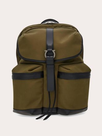 Ferragamo Herren Rucksack aus Canvas Gr&uuml;n