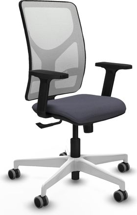 Piqueras y Crespo Stuhl mit verstellbarer Lendenwirbelst&uuml;tze, 2D-Armlehnen, ausgestattet mit 3 Positionen und Schneideschaum, mit Rollen von 65 mm, Parkett, Wei&szlig;/Dunkel