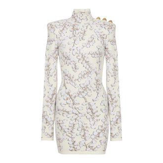 Balmain Femme, Robes, Multicolore, Taille: 40 FR Robe Courte en Tricot Jacquard Groseille