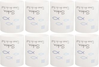 DOITOOL 8 Stück Teiliges Kunststoff kerzenzylinder Blauem Windschutz Stabiler Kerzenschirm für Teelichter Tropfsicherer Tischdekorationsschutz für Kommunion T