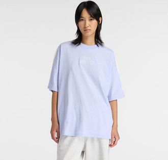 New Balance Damen Trackside Oversized T-Shirt in Violett, Baumwolljersey, Gr&ouml;&szlig;e XL