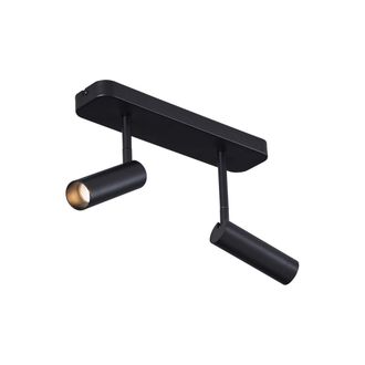 QAZQA Modern Abgerundeter Deckenstrahler schwarz GU10 35mm 2-flammig-flammig dreh- und schwenkbar - Kate I Wohnzimmer I Schlafzimmer - Stahl Rechteckig I Ru