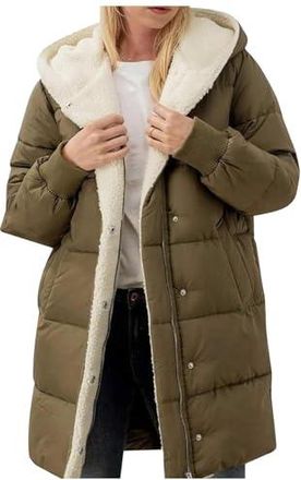 Generic Manteaux longs dhiver tendance pour femme - Doudoune doubl&eacute;e en polaire Sherpa - Manteau dhiver surdimensionn&eacute; &agrave; manches longues pour femmes, Vert, XX