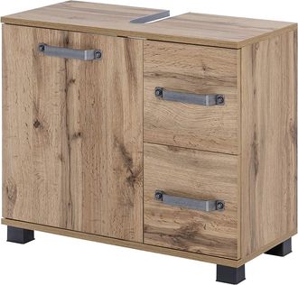 Schildmeyer Milan Waschbeckenunterschrank 134889, eiche landhaus Dekor, 65 x 32 x 59 cm