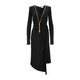 Elisabetta Franchi Asymmetrisches Kleid mit Rei&szlig;verschluss und Halskette - - Dresses - Damen - Schwarzk - S
