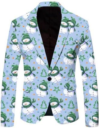 Generic WAZHAKU Veste de No&euml;l pour homme - Tenue festive avec motif &agrave; un bouton - Blazer de No&euml;l pour homme - Veste de sport - Veste de f&ecirc;te - Blazer de f&ecirc;te 