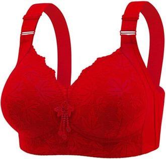 Generic Soutien-gorge tendance d&eacute;contract&eacute; et respirant sans anneaux en acier pour femme, Rouge, 74