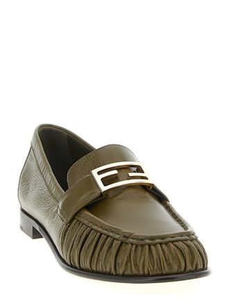 Fendi Womens Bicolor Lamb Leather Slip-On Loafers