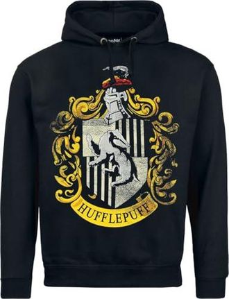 Harry Potter Poufsouffle Homme Sweat-Shirt à Capuche Noir S
