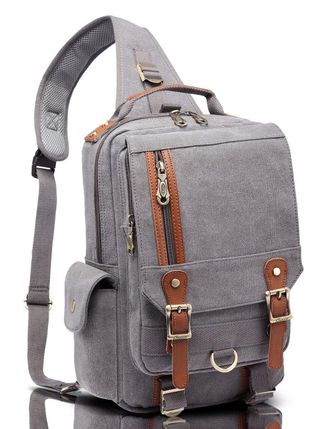 KAUKKO Herren Messenger-Bags Verstellbarem Sling Bag Retro Brusttasche Perfekt f&uuml;r Outdoorsport, Wandern, Radfahren, Schule 3.6 L (Grau JNL-FH03-1-09-FBA)