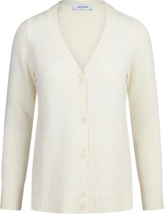Gran Sasso Cardigan &agrave; col en V - Femme - Pulls - Blanc - Taille: 36 FR