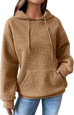 Generic Sweat &agrave; capuche surdimensionn&eacute; pour femme - Pull &agrave; capuche - Couleur unie - D&eacute;contract&eacute; - Automne - Manches longues - Avec poches - Veste &agrave; capuche - 
