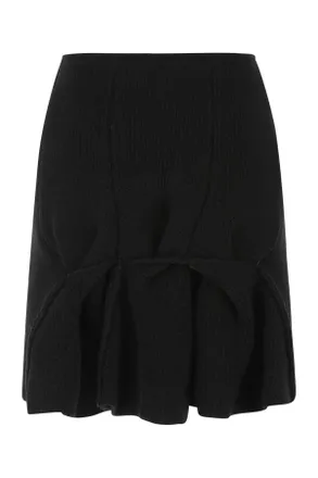 Bottega Veneta Womens Black Wool Blend Skirt 1000 Exterior: Polyester Gonne