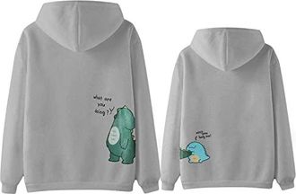 Generic Lot de 2 pulls &agrave; col en V pour femmes et hommes - Sweats dinosaures pour amoureux - Sweats assortis pour les couples - Mariage - Anniversaire, gris, L