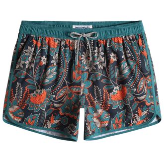 Maamgic Herren Badeshorts Vintage Retro Boardshorts 4 Way Stretch Schnelltrocknend mit Mesh-Futter und Verstellbarem Tunnelzug MEHRWEG Blume Dunkelgr&uuml;n XXL