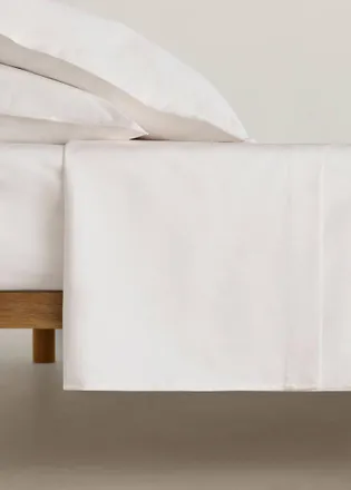 Mango Drap plat en 100 % coton satin Lit 150/160 cm &eacute;cru - Home - Lit 150/160 cm - MANGO HOME