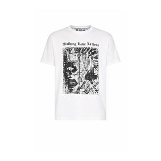 John Richmond Femme, Tops, Blanc, Taille: 36 FR Vintage-Effect Graphic T-shirt