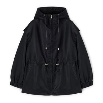 Motivi Femme, Vestes, Noir, Taille: 38 FR Parka en nylon avec cordon de serrage