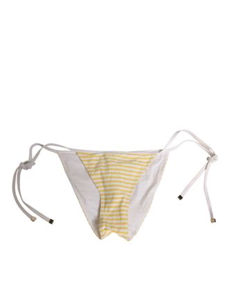 Dolce & Gabbana Womens White Yellow Stripe Tie Side Logo Underwear Polyamide Dress