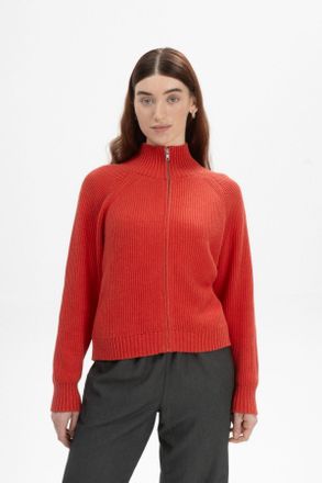 Mela Damen vegan Strickjacke Kamuka Apfelrot Meliert