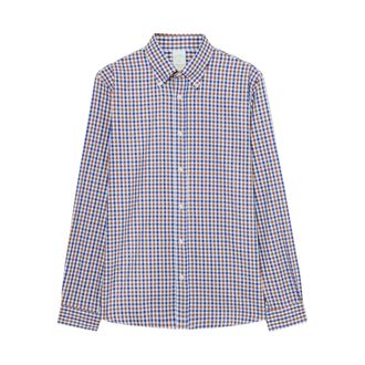 Brooks Brothers Slim Fit Kariertes Twill-Hemd mit Button-Down-Kragen - - Shirts - Herren - Blau - 3XL