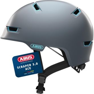 ABUS Stadthelm Scraper 3.0 ACE - Robuster Fahrradhelm f&uuml;r den Stadtverkehr - f&uuml;r Damen und Herren - Grau/Blau, Gr&ouml;&szlig;e: L