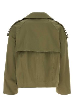 Loewe Mens Green Cotton Trench Coat Picklegreen Exterior
