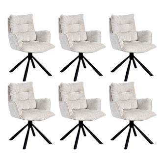 Duhome 6er Set Esszimmerstuhl mit Armlehnen Schminktischstuhl aus Chenille 180&deg; Drehbar Automatische R&uuml;ckstellfunktion Sessel f&uuml;r Schlafzimmer Wohnzimmer B&uuml;r