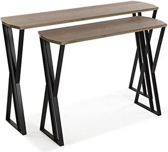 VERSA Oakland Schmales Möbelstück für den Eingangsbereich oder Flur, Moderner Konsolentisch, Satz von 2, Maßnahmen (H x L x B) 75 x 30 x 120 cm, Holz und Me