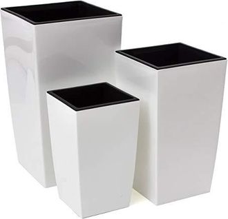 Prosperplast Lot de 3 pots de fleur Coubi 30L 10L 17L avec bacs interieur couleur: blanc