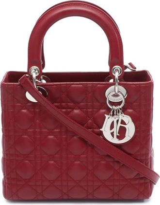 Dior 2010-2025 Small Lambskin Cannage Lady Dior satchel - Rot