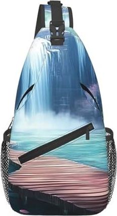 Generic Sac &agrave; dos &agrave; bandouli&egrave;re cascade for&ecirc;t et blanc pour homme