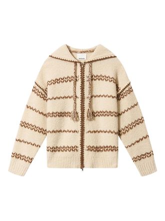 Isabel Marant cardigan ray&eacute; ROLIAN &agrave; capuche - Tons neutres