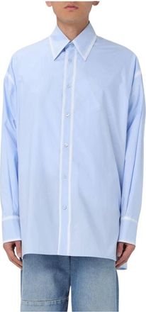 Maison Margiela Homme, Chemises, Bleu, Taille: L Chemise Popeline Bleue avec Piping